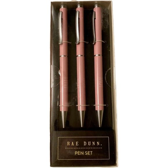 Rae Dunn | Office | Rae Dunn Pen Set Of Three Pink Ballpoint Pens Boxed ...
